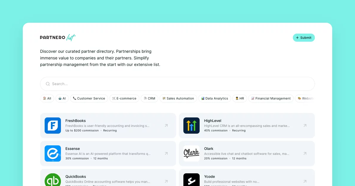 Partnero Marketplace | Discover and Promote Affiliate Programs