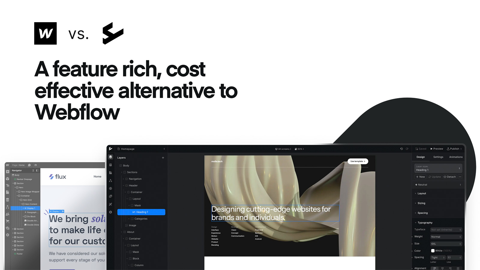 Ycode vs. Webflow: a feature rich, cost effective alternative to Webflow