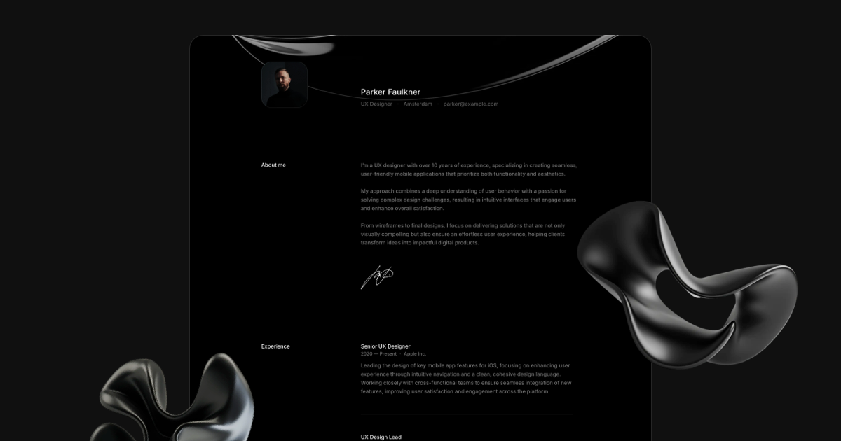 Designer CV — Resume website template