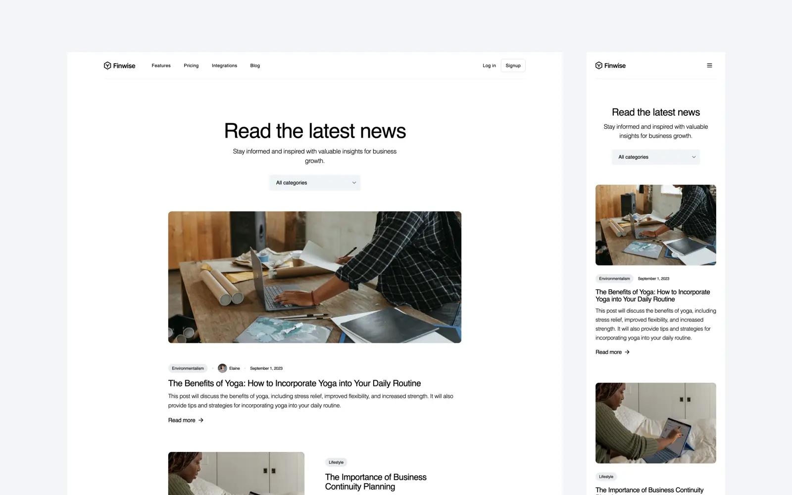 Finwise — Business website template