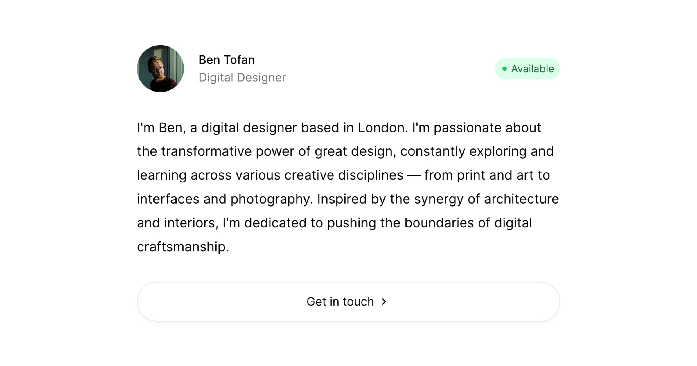 Mini profile — Personal website template