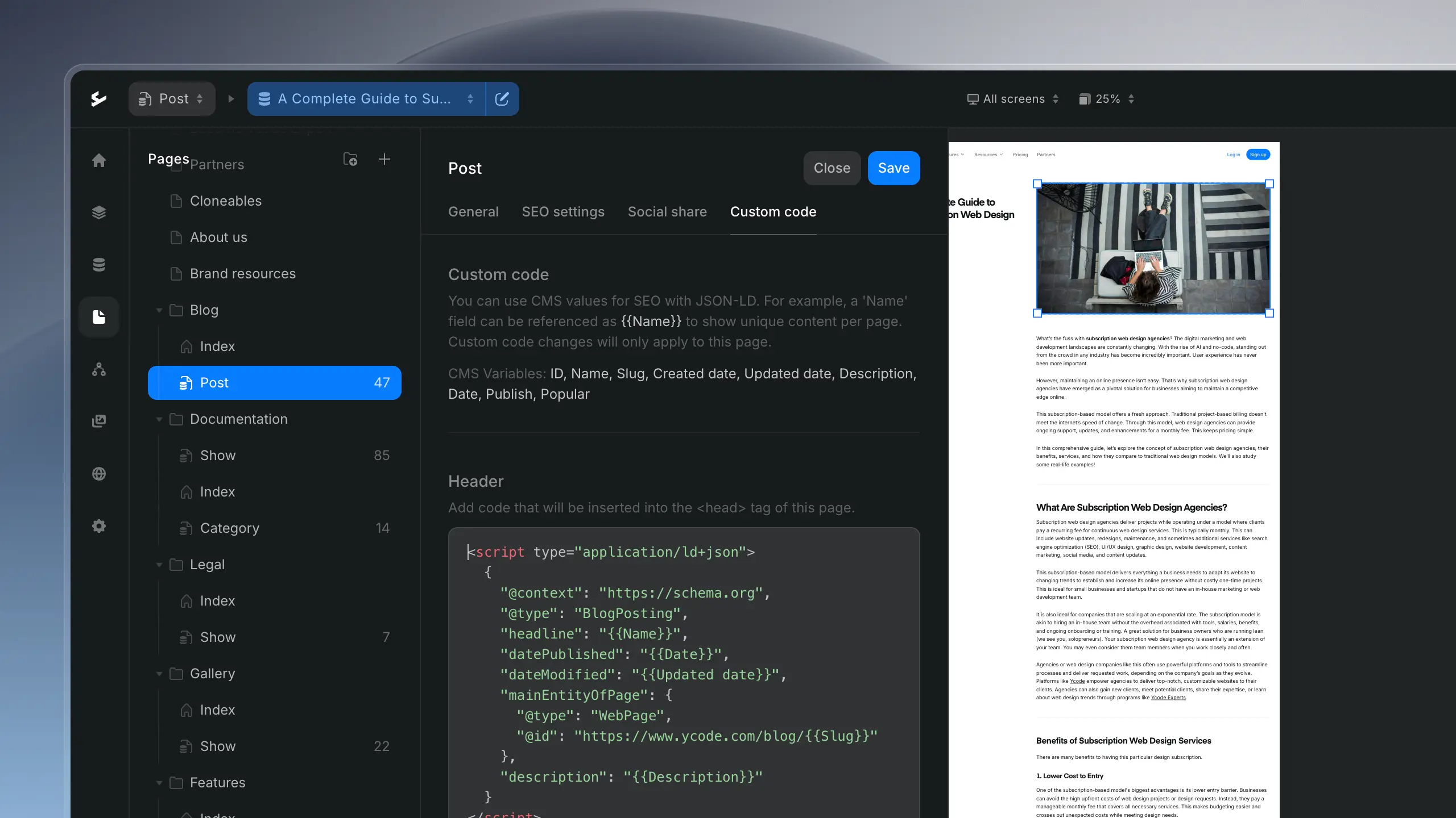 Cms Variables For Page Custom Code — Ycode Updates
