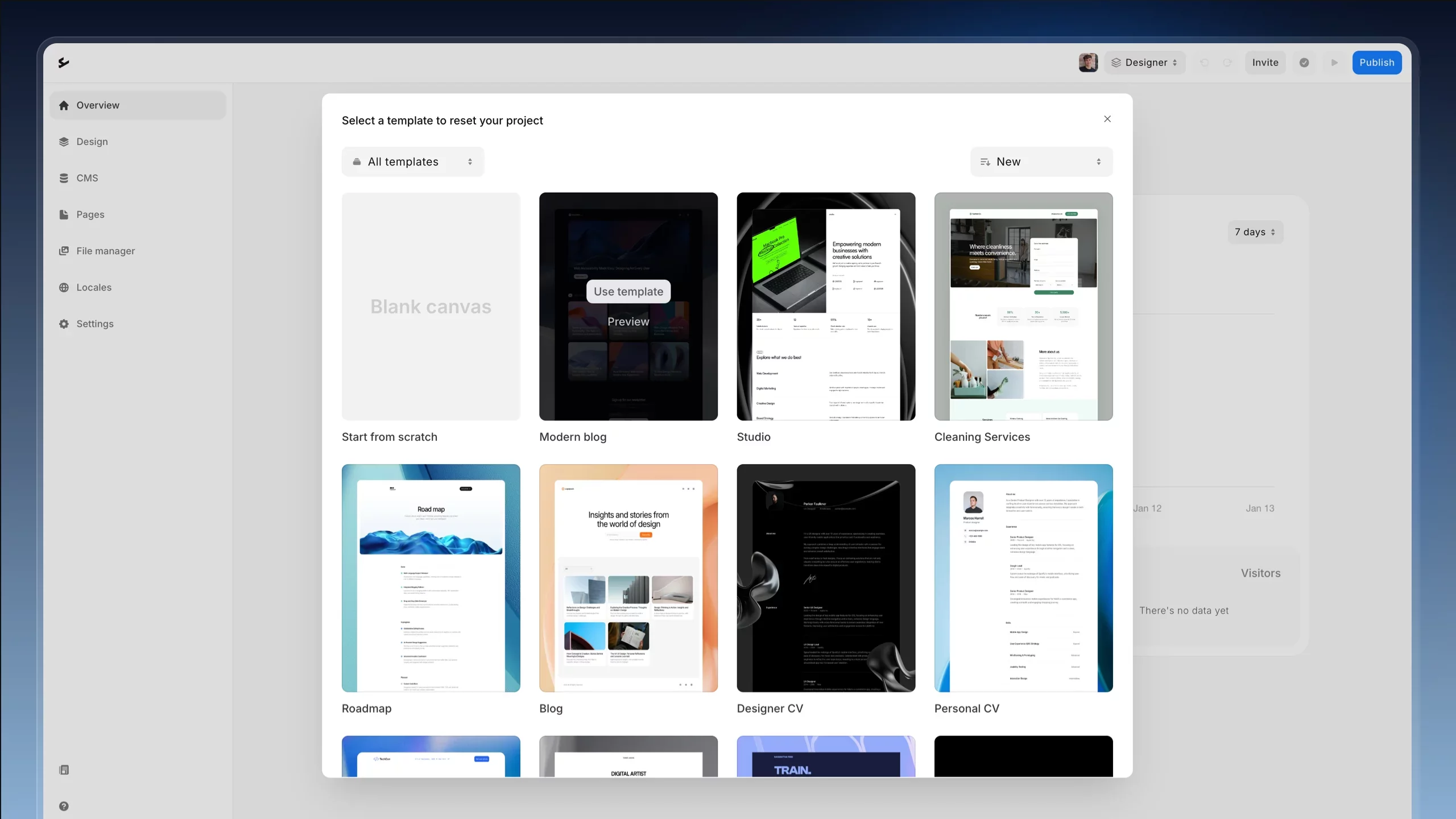 Project reset — Ycode Updates
