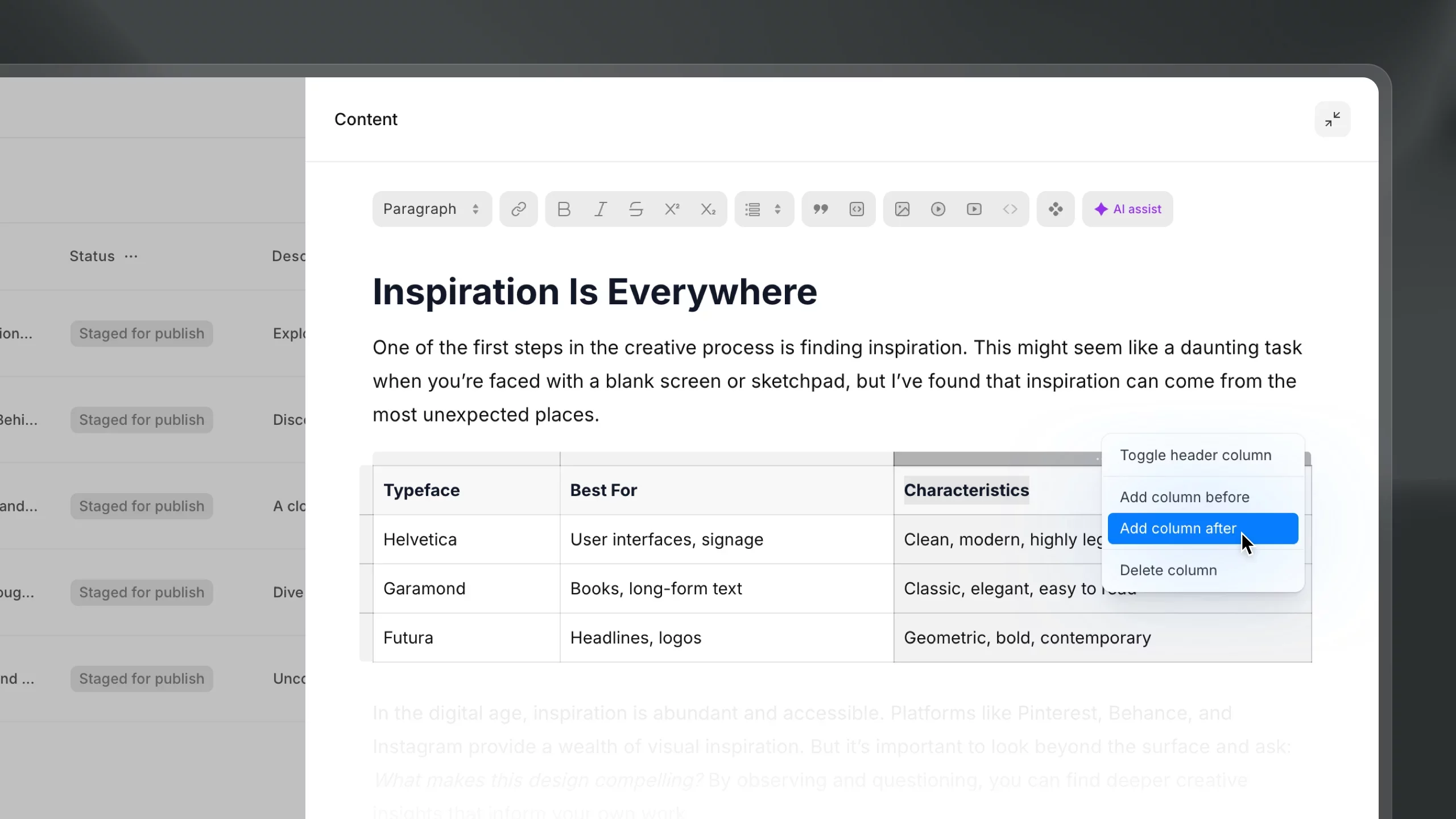 Tables in CMS — Ycode Updates