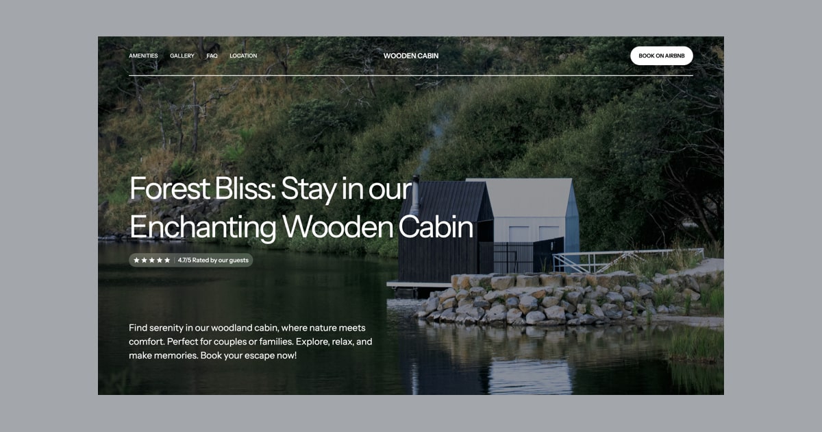Wooden Cabin — Landing page website template