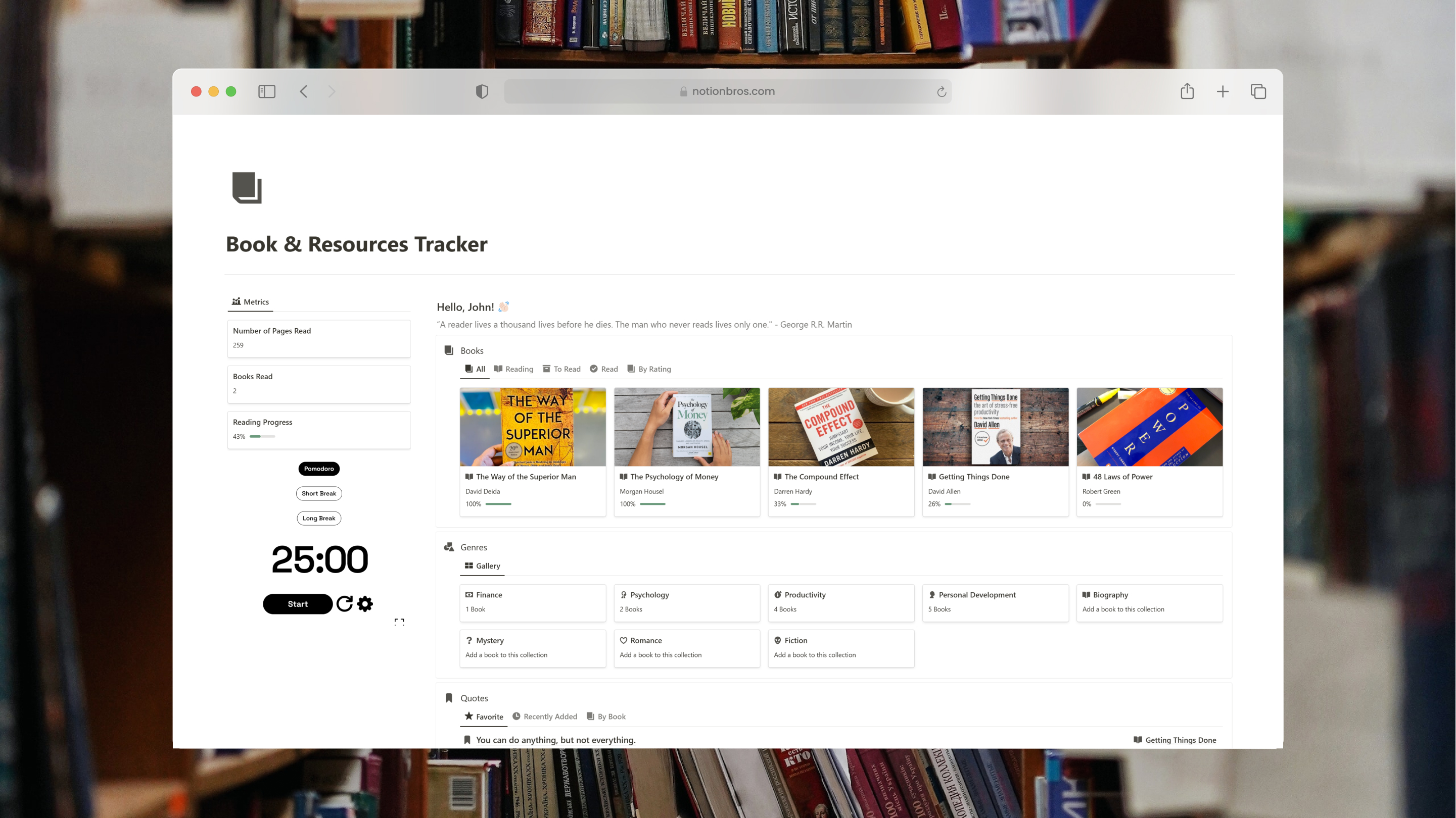 Book & Resources Tracker for $9 by Notion Bros - Productivity Notion ...