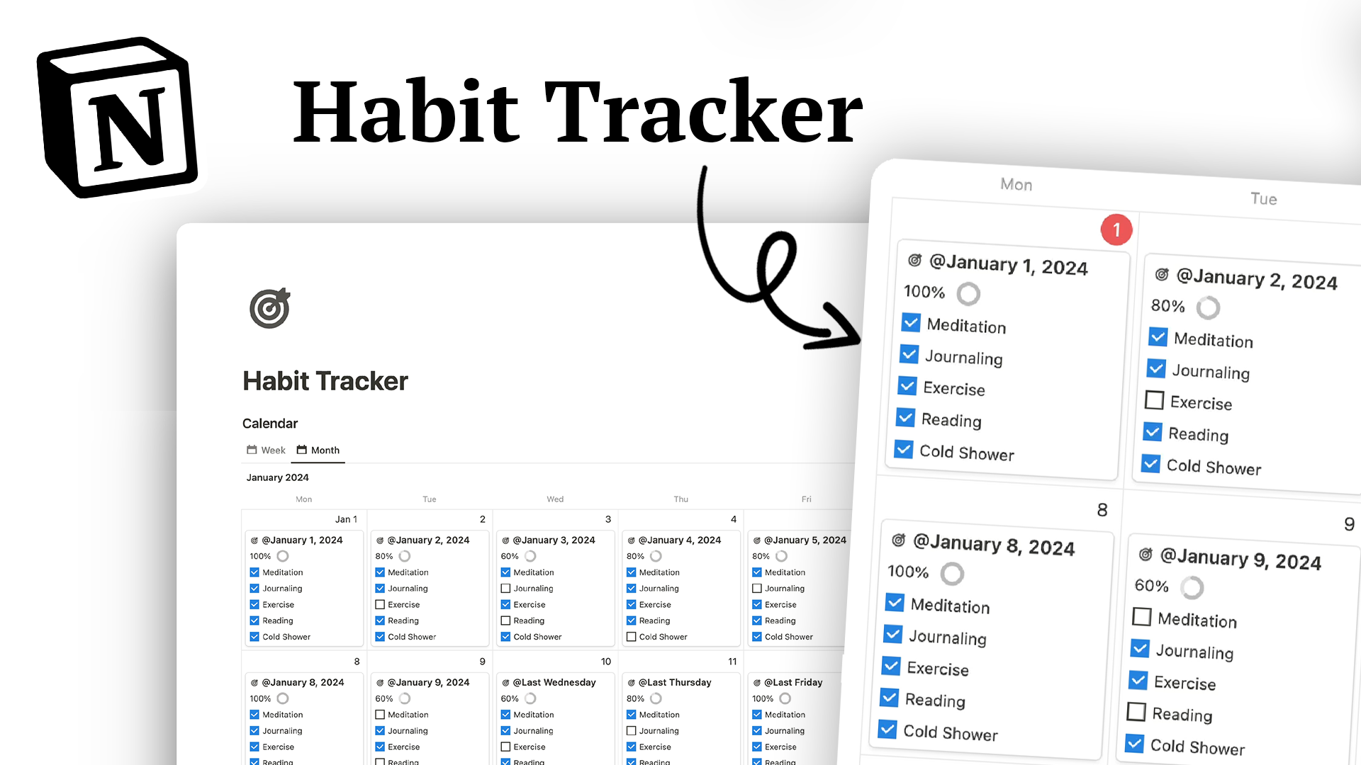 Habit Tracker for Free by KinaNotion - Personal Notion Template