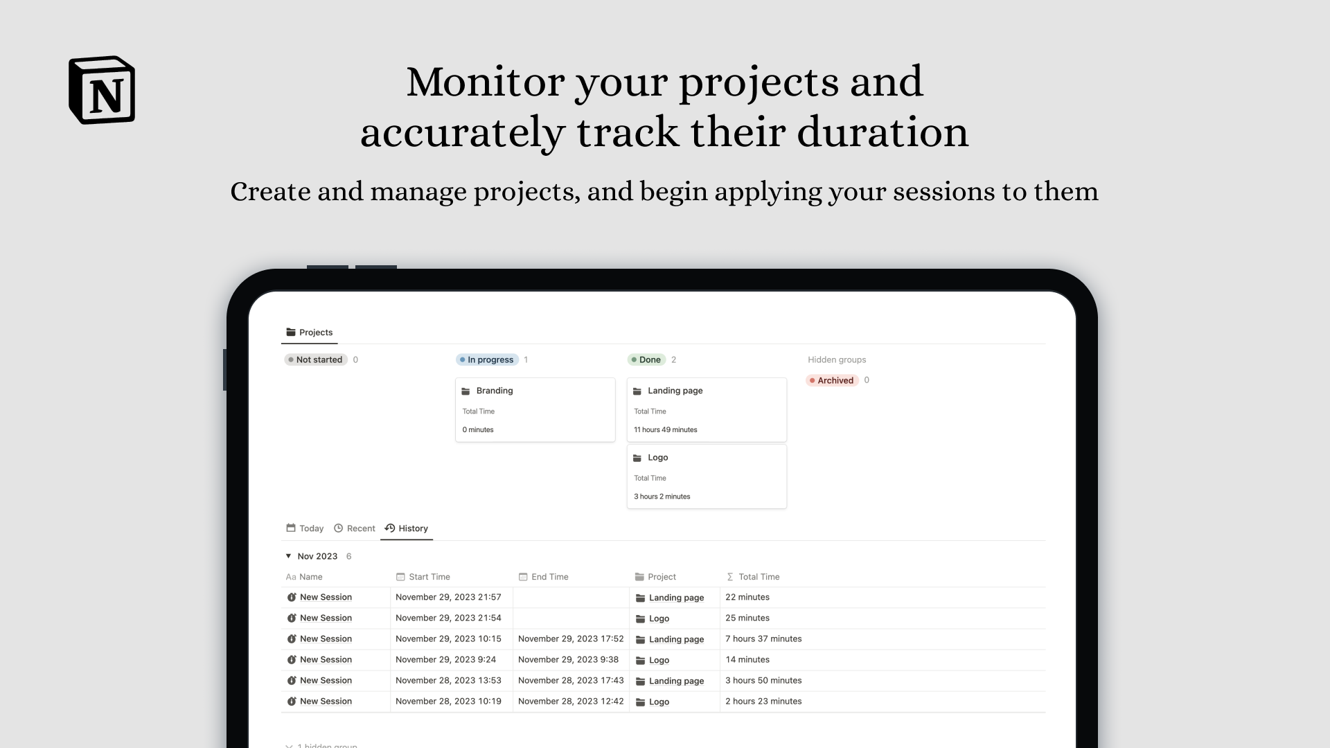 Notion Time Tracker Productividad Plantilla 