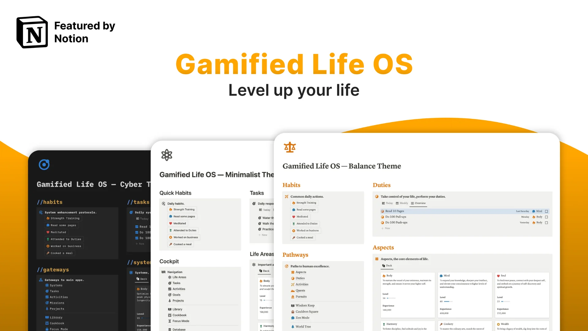 Gamified Life OS | RPG-Based Notion Life Tracker - Productivity Template
