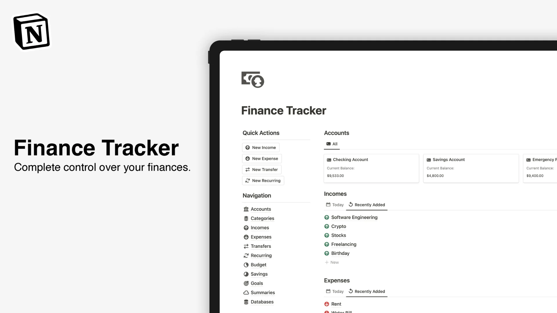 Finance Tracker - Finance Template