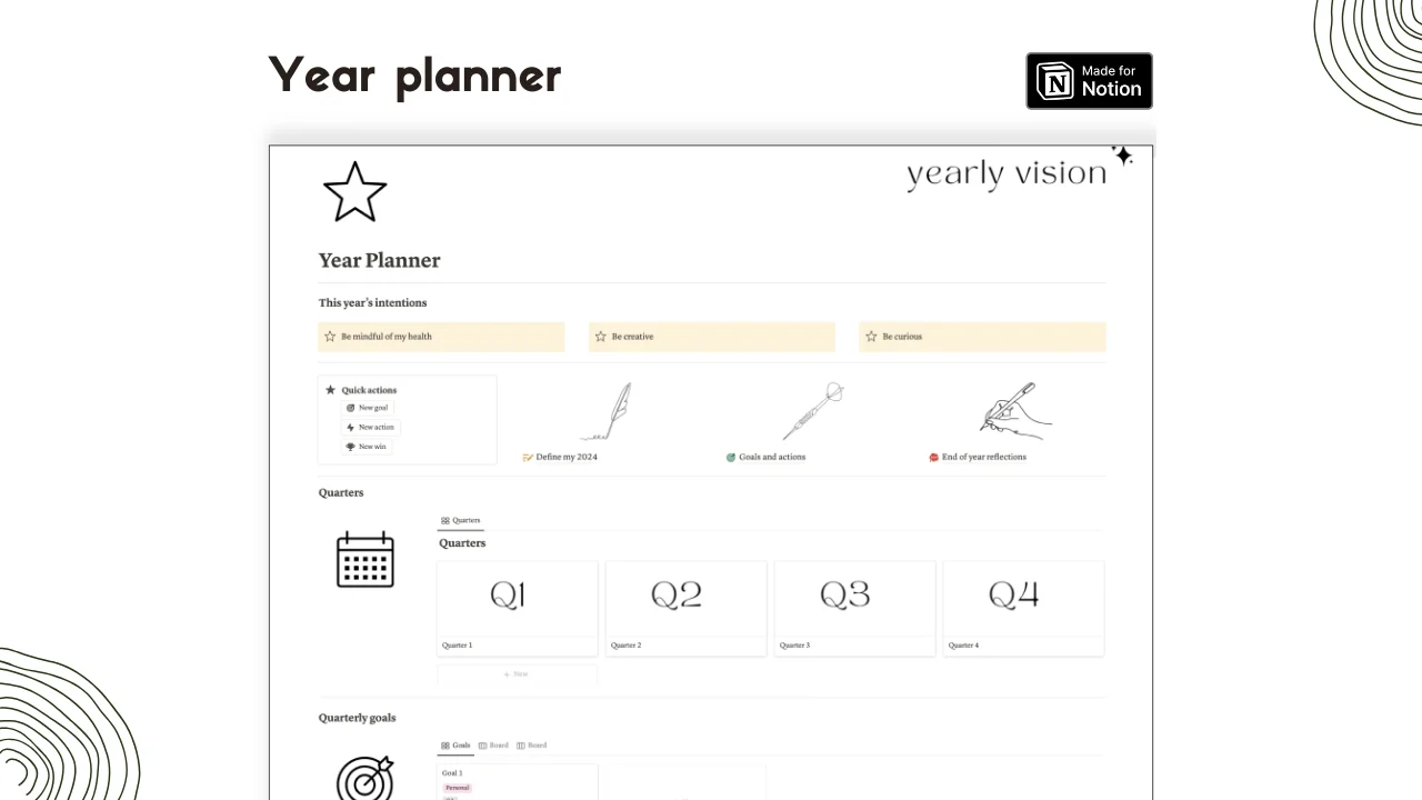 Year planner - Notion template - Productivity Template Year planner - Notion template - Productivity Template