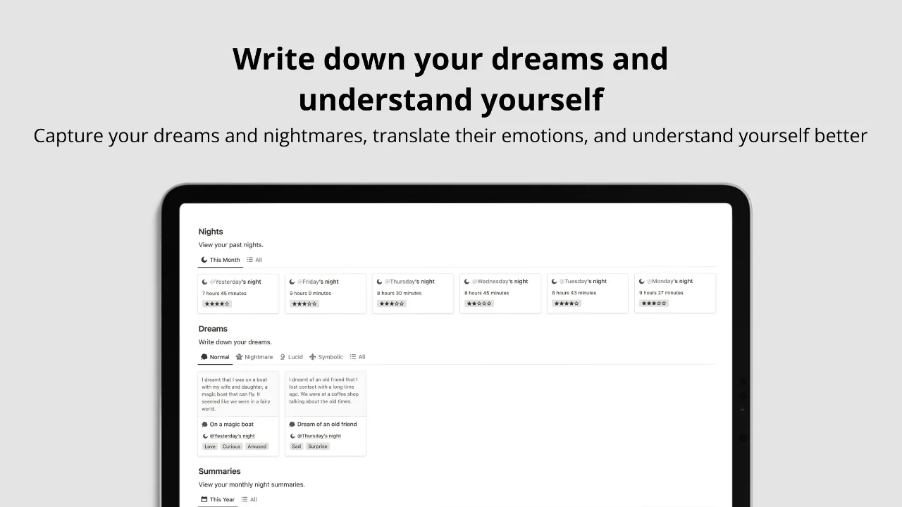 Notion Sleep Tracker - Personal Template