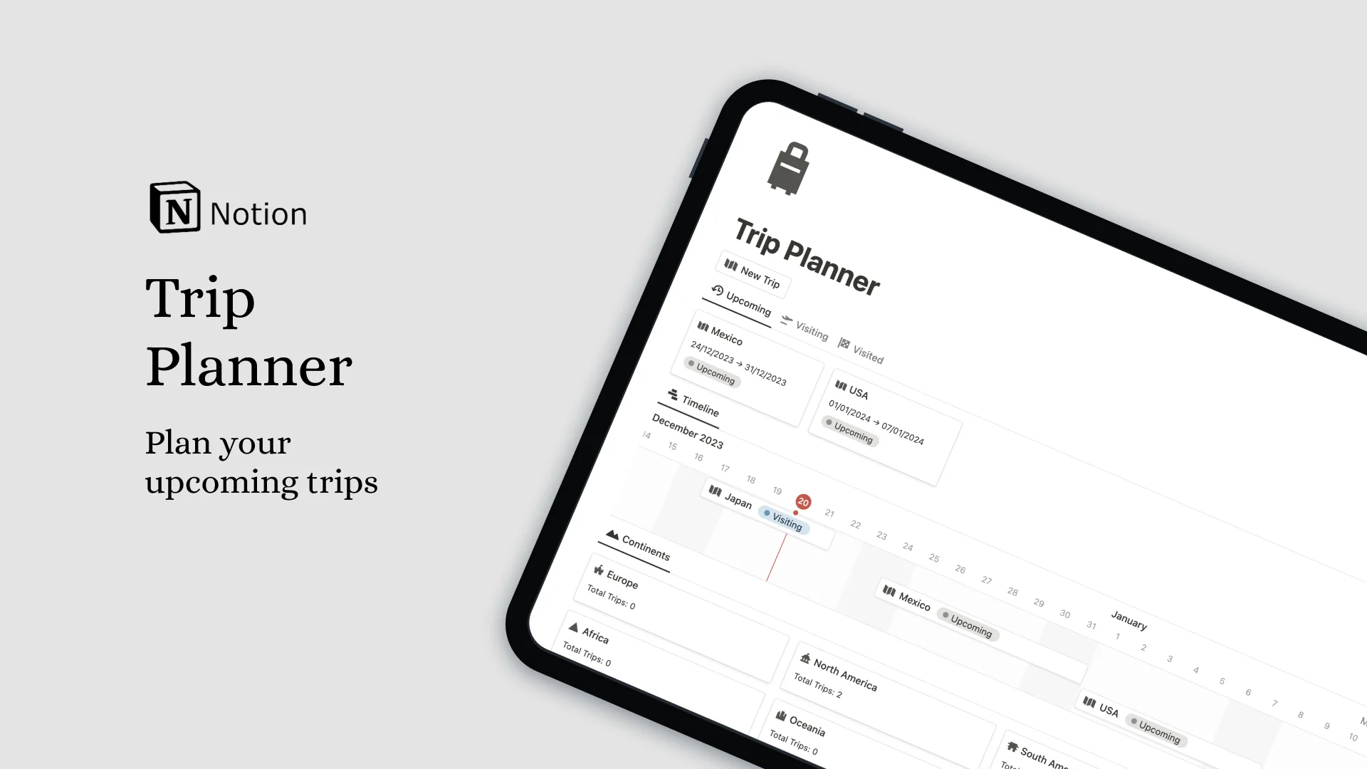 Notion Trip Planner - Travel Template
