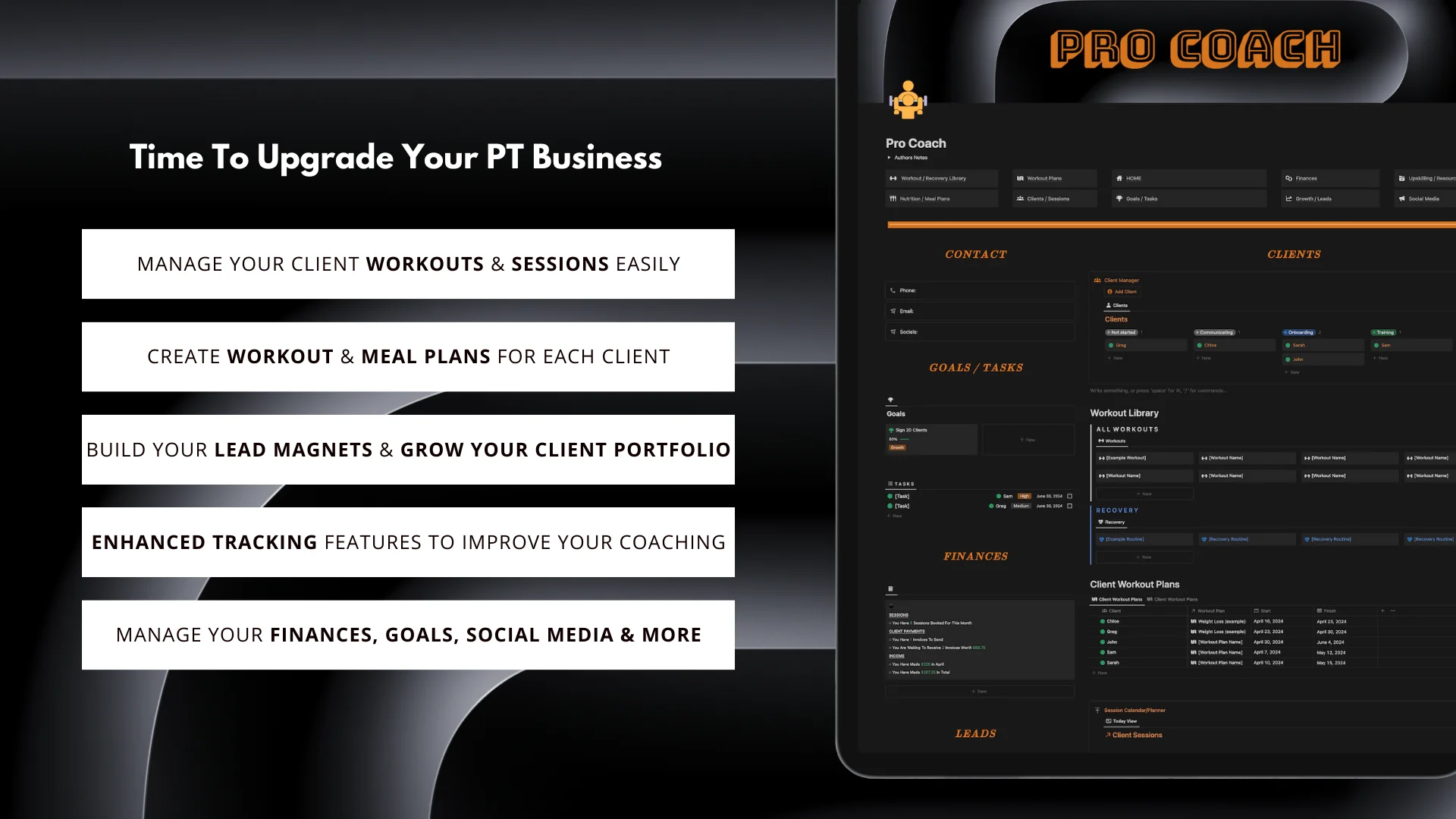 Pro Coach - Personal Trainer Client Manager - Business Template
